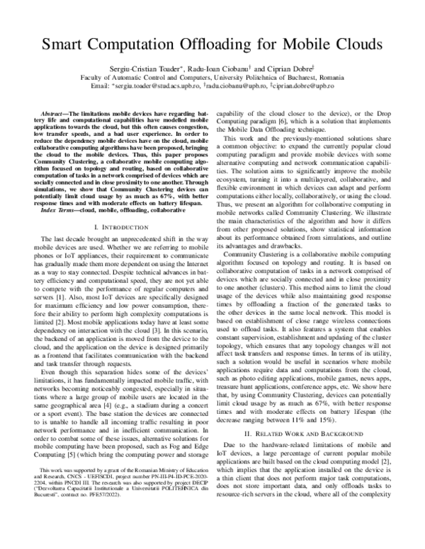 (PDF) Smart Computation Offloading for Mobile Clouds