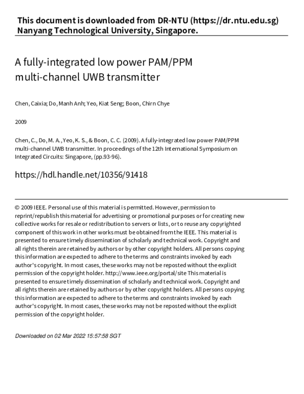 (PDF) A fully integrated low power PAM multi-channel UWB transmitter ...