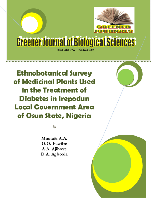(PDF) Ethnobotanical survey of medicinal plants used in the treatment of animal diarrhoea in ...