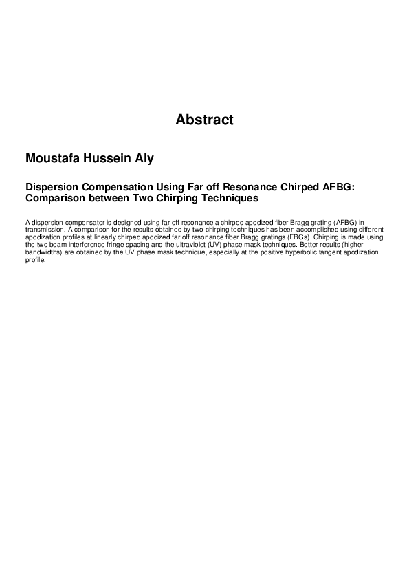 (PDF) Dispersion Compensation Using Far off Resonance Chirped AFBG ... (PDF) Dispersion Compensation Using Far off Resonance Chirped AFBG ...
