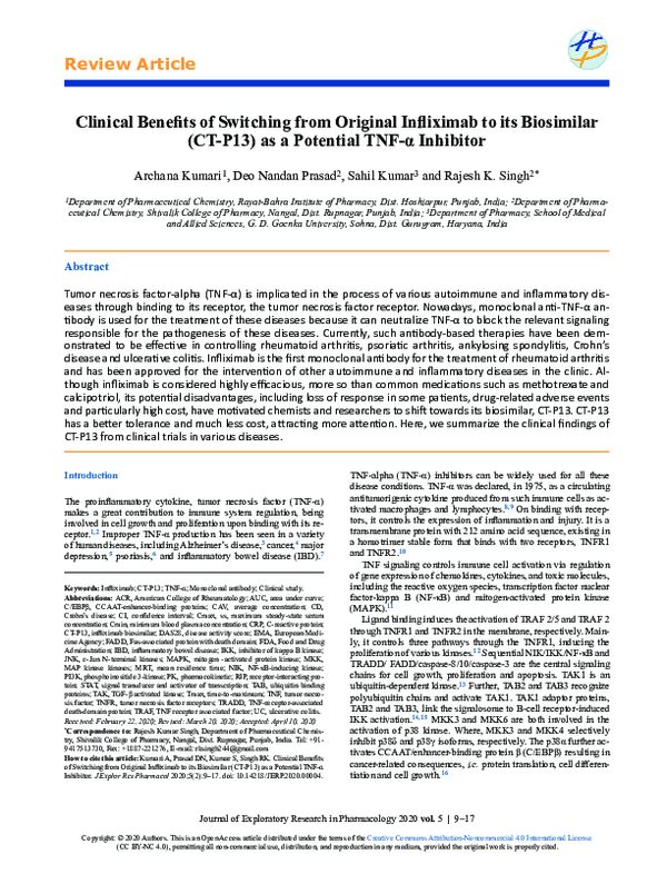 (PDF) Clinical Benefits of Switching from Original Infliximab to its Biosimilar (CT-P13) as a ...