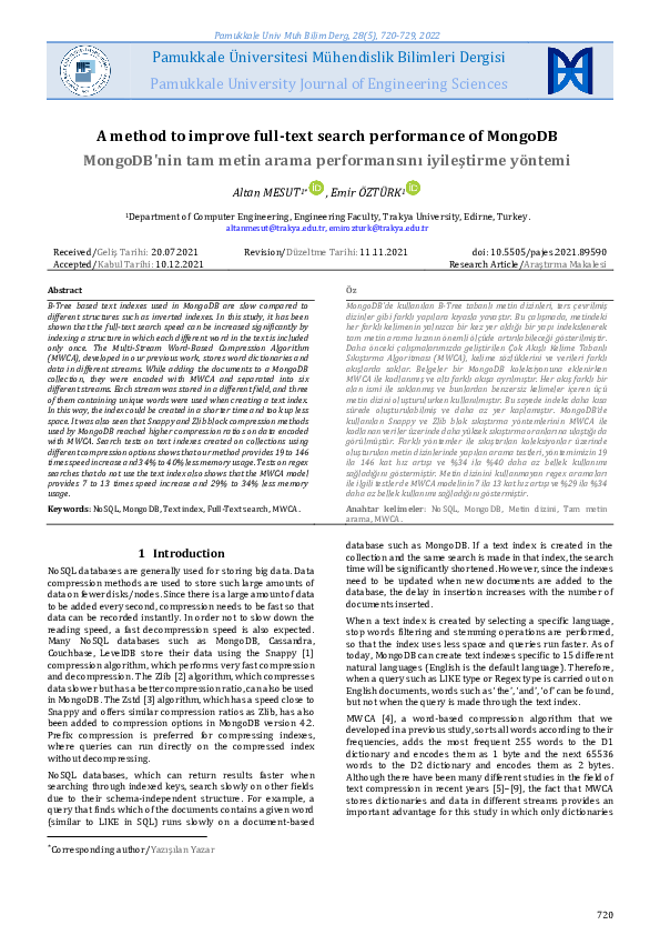 (PDF) A method to improve full-text search performance of MongoDB