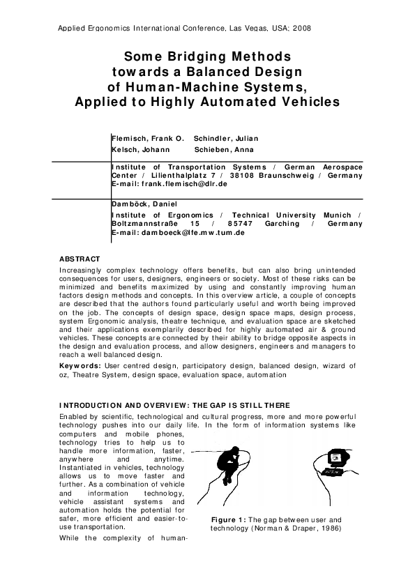 (PDF) Some bridging methods towards a balanced design of human-machine ...