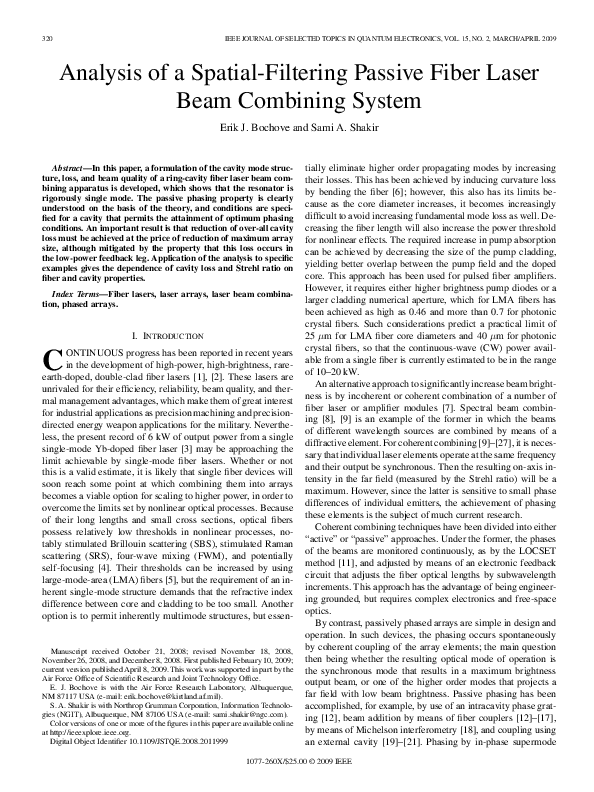 (PDF) Analysis of a Spatial-Filtering Passive Fiber Laser Beam ...