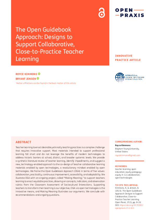 (PDF) The open guidebook approach: Designs to support collaborative, close-to-practice teacher ...