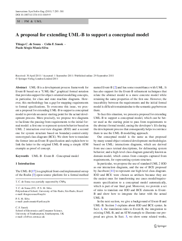 (PDF) A proposal for extending UML-B to support a conceptual model