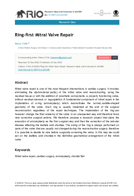 (PDF) Ring-first Mitral Valve Repair