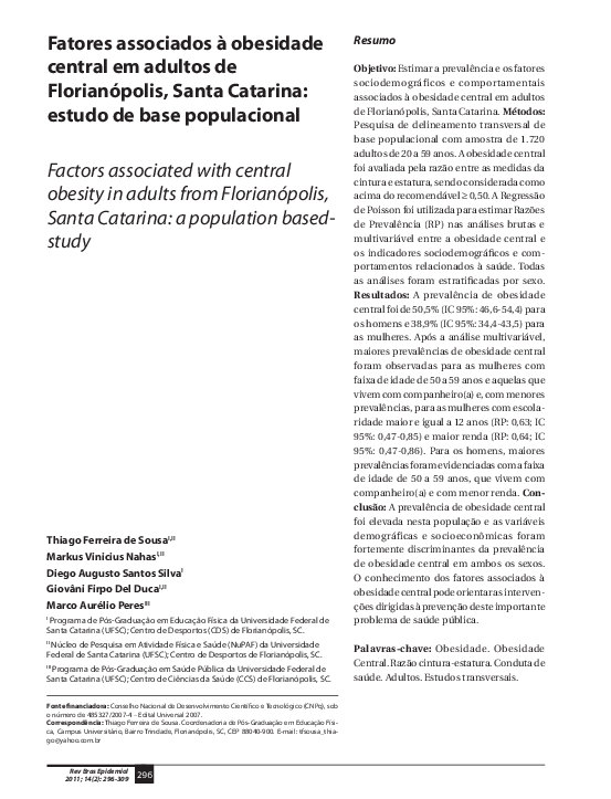 (PDF) Fatores associados à obesidade central em adultos de ...