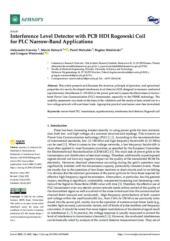 (PDF) Interference Level Detector with PCB HDI Rogowski coil for PLC Narrow-Band Applications