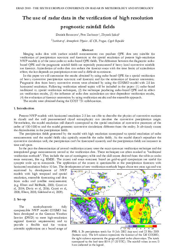(PDF) The Use of Radar Data in the Verification of a High Resolution Quantitative Forecast of ...