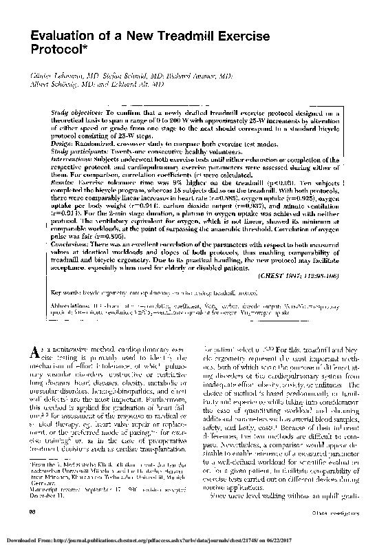 (PDF) Evaluation of a New Treadmill Exercise Protocol