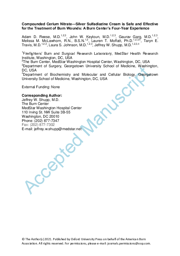 (PDF) Compounded Cerium Nitrate–Silver Sulfadiazine Cream is Safe and ...