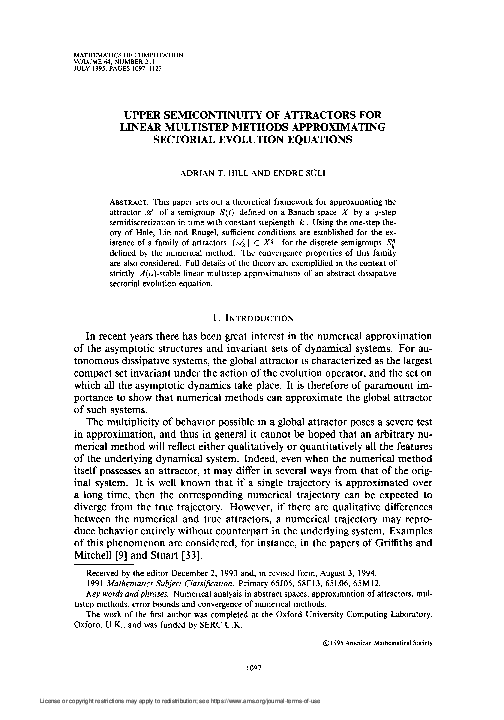 (PDF) Upper semicontinuity of attractors for linear multistep methods ...