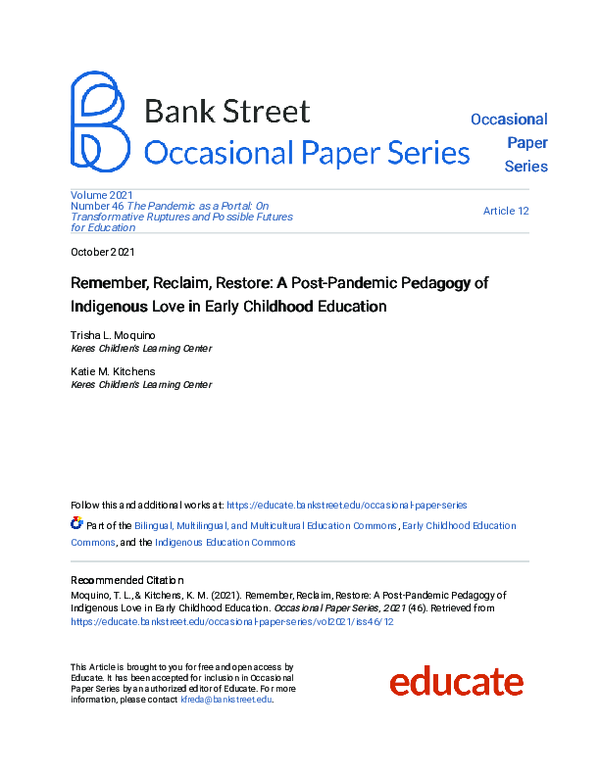 (PDF) Remember, Reclaim, Restore: A Post-Pandemic Pedagogy of ...