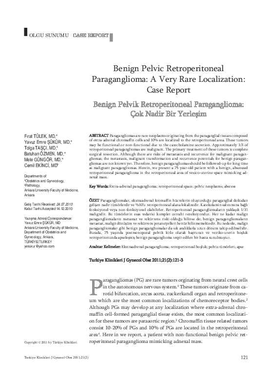 Pdf Benign Pelvic Retroperitoneal Paraganglioma A Very Rare