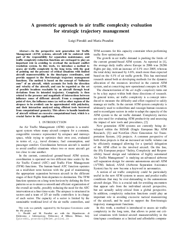 (PDF) A geometric approach to air traffic complexity evaluation for ...