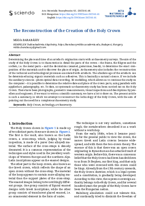 (PDF) The Reconstruction of the Creation of the Holy Crown