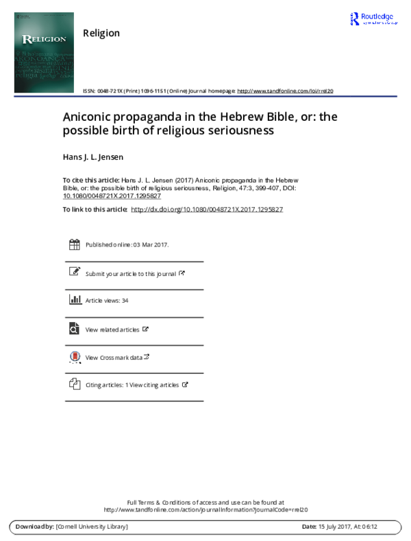(PDF) Aniconic propaganda in the Hebrew Bible, or: the possible birth ...