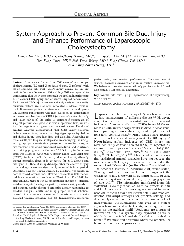 (PDF) System Approach to Prevent Common Bile Duct Injury and Enhance Performance of Laparoscopic ...