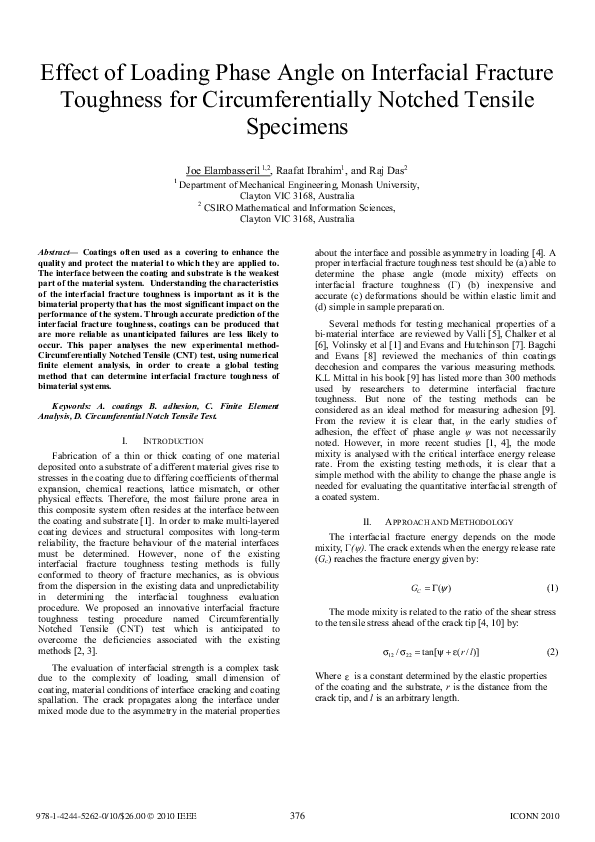 (PDF) Effect of loading phase angle on interfacial fracture toughness for Circumferentially ...