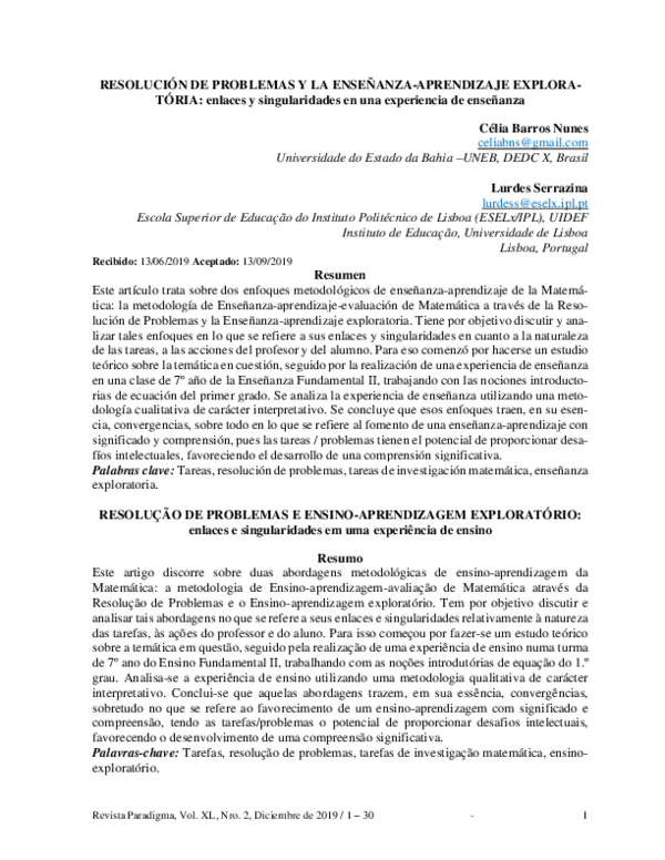 (PDF) Resolución de problemas y la enseñanza-aprendizaje exploratória: enlaces y singularidades ...