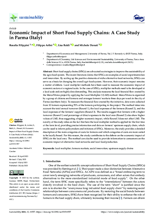 (PDF) Economic Impact of Short Food Supply Chains: A Case Study in ...