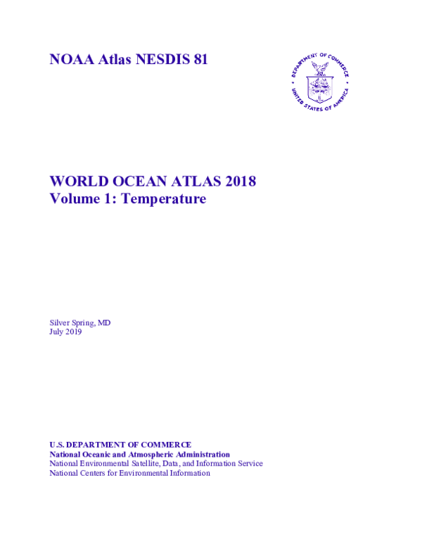 (PDF) World ocean atlas 2013. Volume 1, Temperature | John Antonov ...