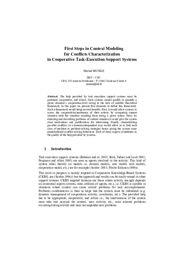 (PDF) First Steps in Context Modeling for Conflicts Characterization in ...