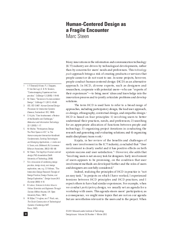(PDF) Human-Centered Design as a Fragile Encounter