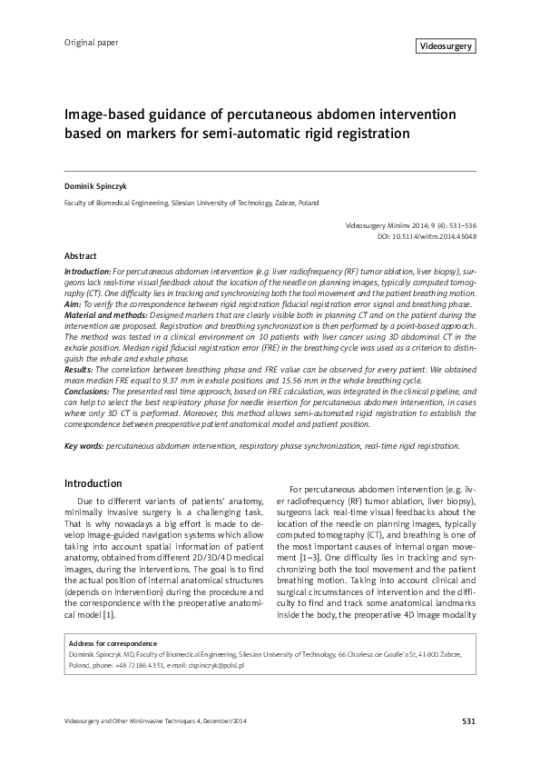 (PDF) Image-based guidance of percutaneous abdomen intervention based ...