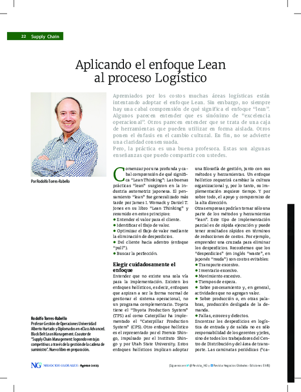 (PDF) Aplicando el enfoque Lean al proceso logistico
