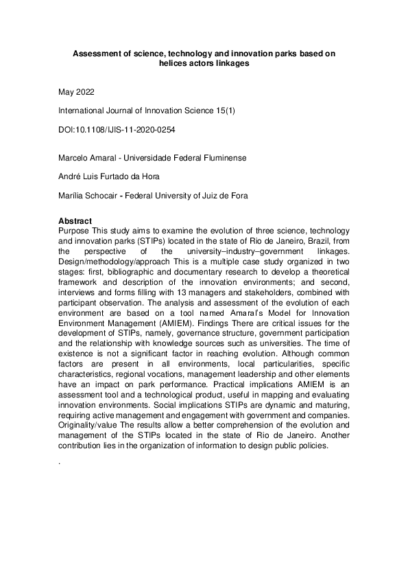(PDF) Assessment of science, technology and innovation parks based on ...