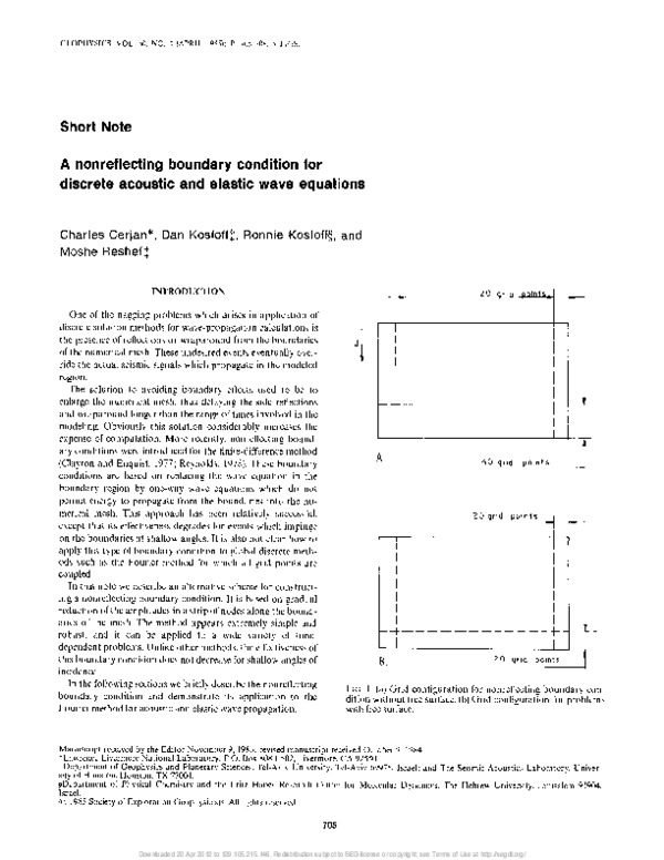 (PDF) A nonreflecting boundary condition for discrete acoustic and elastic wave equations