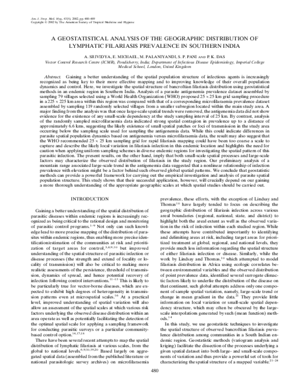 (PDF) A geostatistical analysis of the geographic distribution of lymphatic filariasis ...