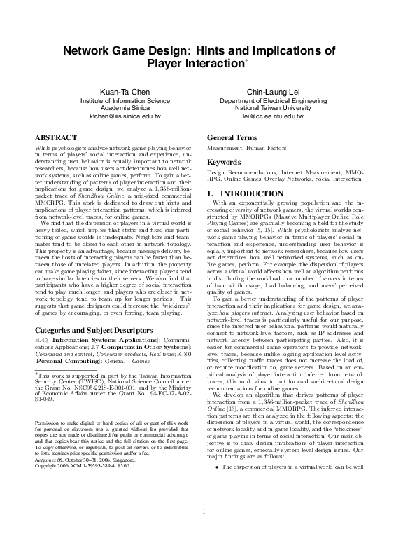 (PDF) Network game design