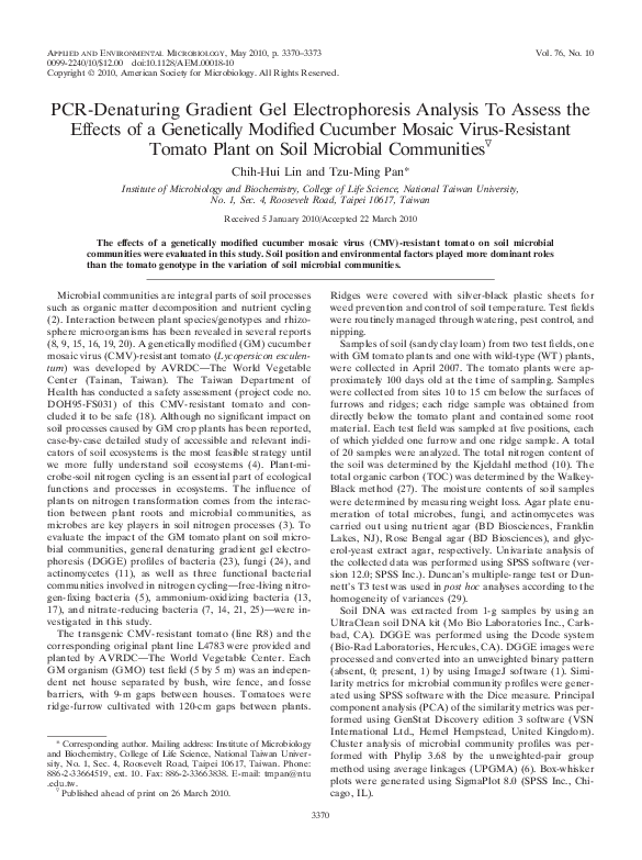 (PDF) PCR-Denaturing Gradient Gel Electrophoresis Analysis To Assess ...