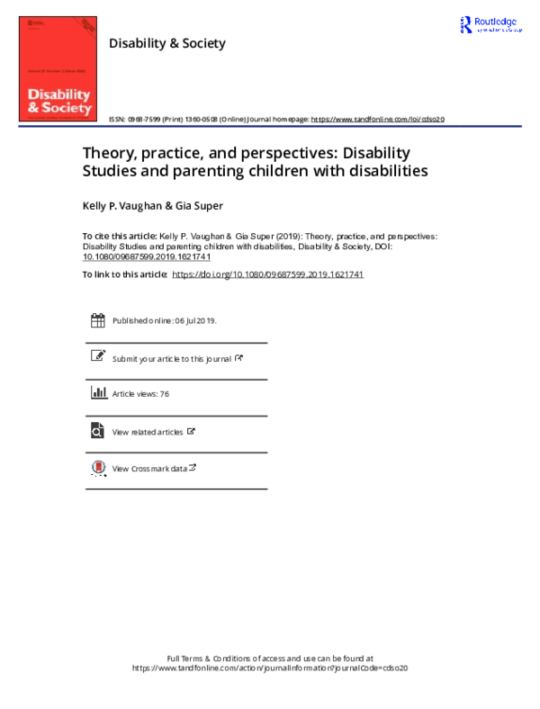 (PDF) Theory, practice, and perspectives: Disability Studies and ...