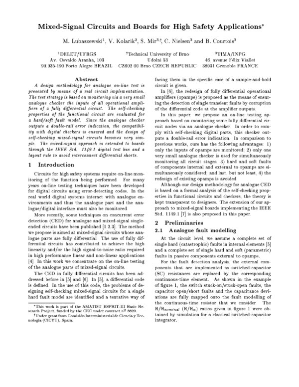 (PDF) Mixed-signal circuits and boards for high safety applications