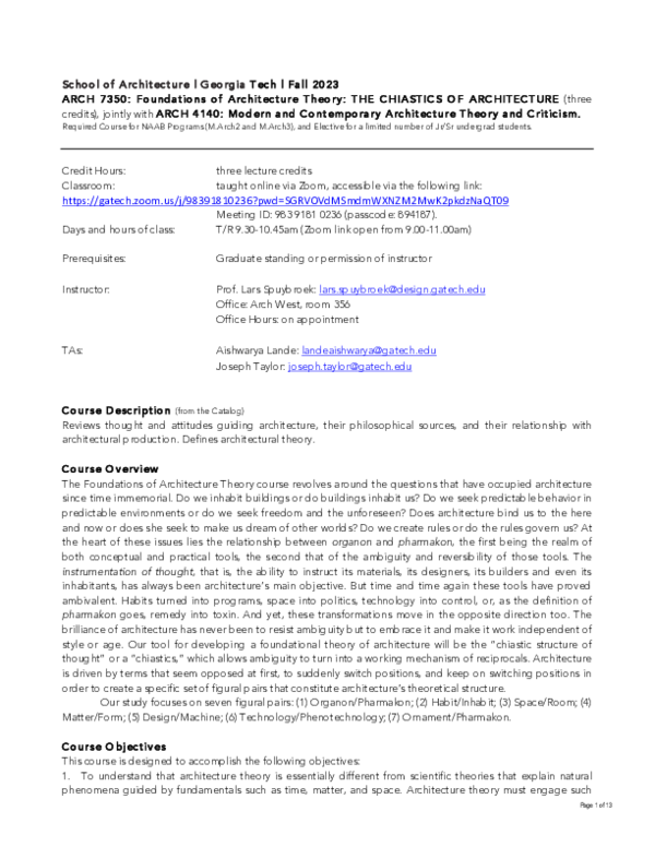 (PDF) Foundations of Architecture Theory