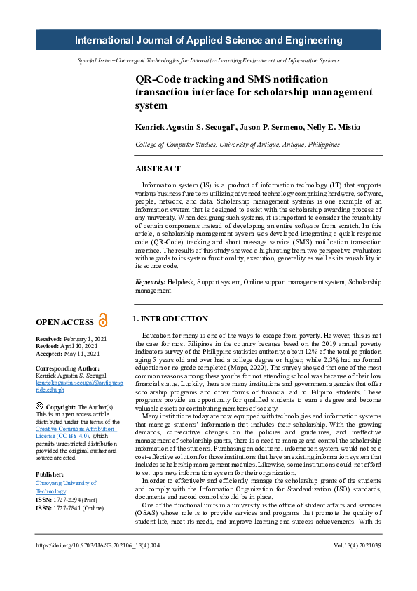 (PDF) QR-Code tracking and SMS notification transaction interface for ...