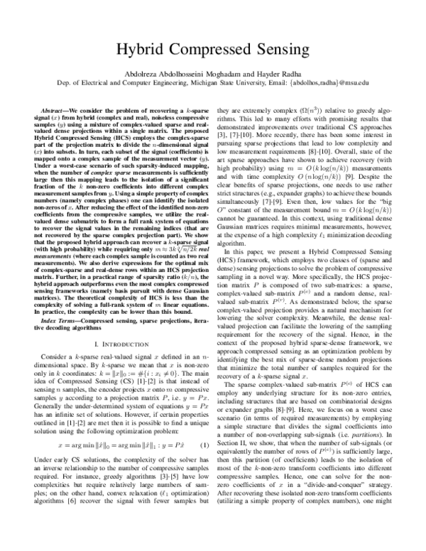 (PDF) Hybrid Compressed Sensing | Hayder Radha - Academia.edu