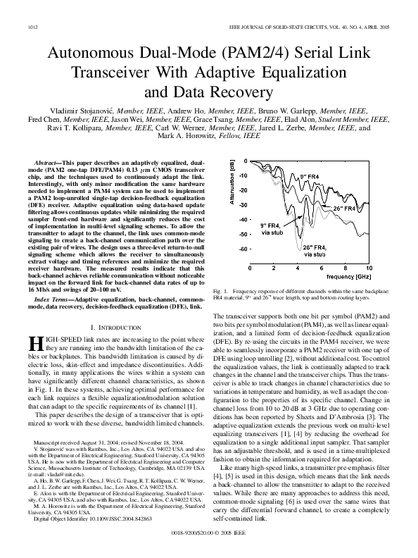 (PDF) Autonomous dual-mode (PAM2/4) serial link transceiver with ...