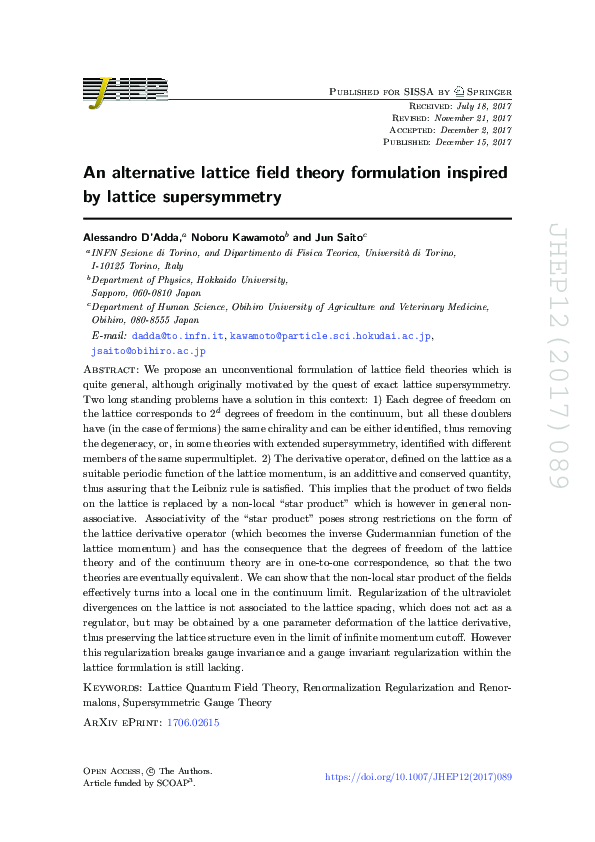 (PDF) An alternative lattice field theory formulation inspired by ...