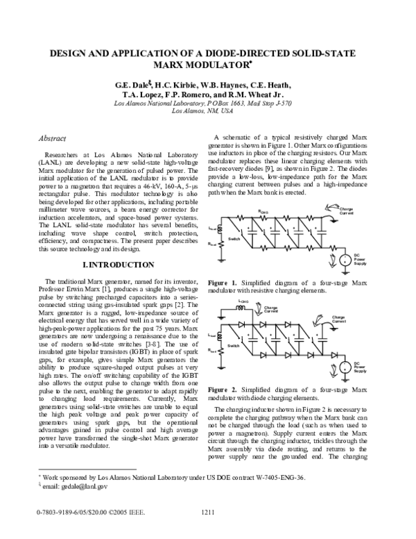 (PDF) Design and Application of a Diode-Directed Solid-State Marx Modulator