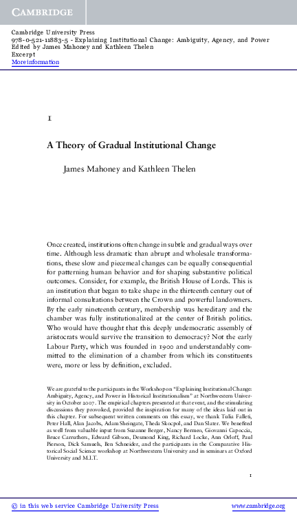(PDF) A Theory of Gradual Institutional Change