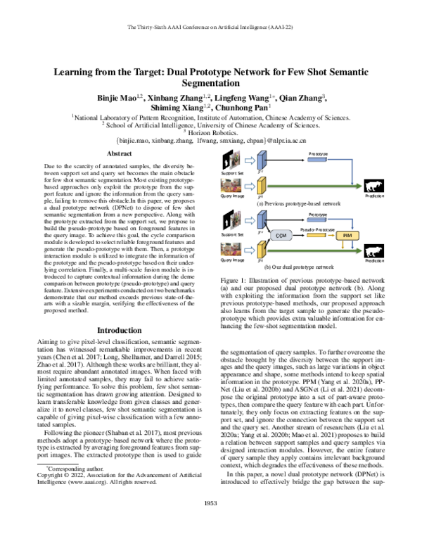 Pdf Learning From The Target Dual Prototype Network For Few Shot Semantic Segmentation