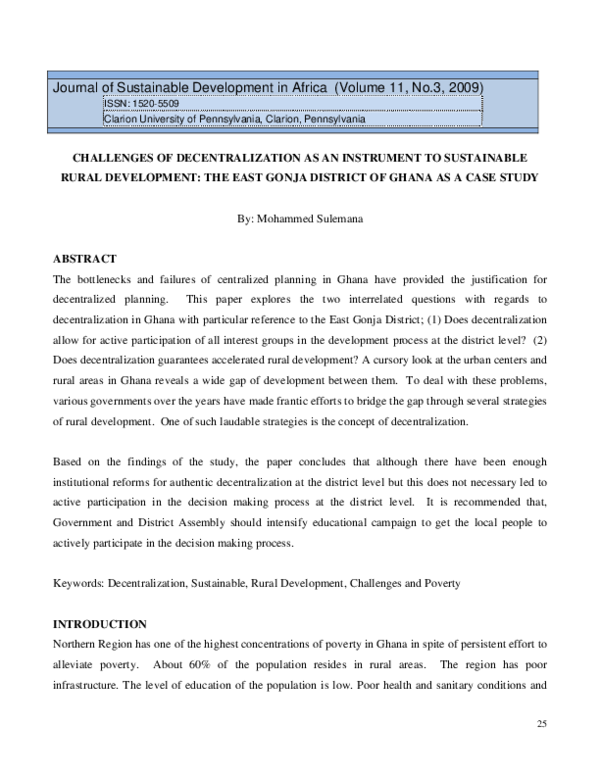 (PDF) Challenges of Decentralization as an Instrument to Sustainable ...