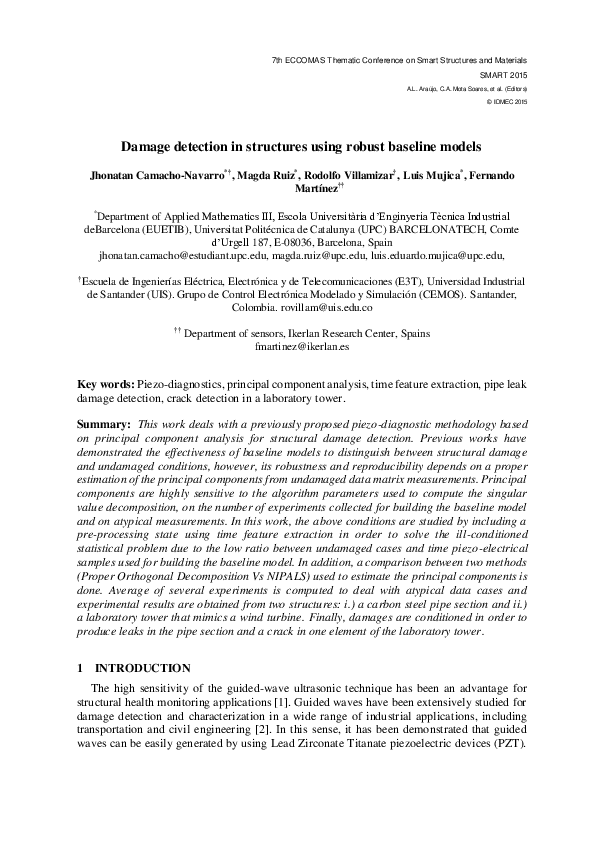 (PDF) Damage detection in structures using robust baseline models
