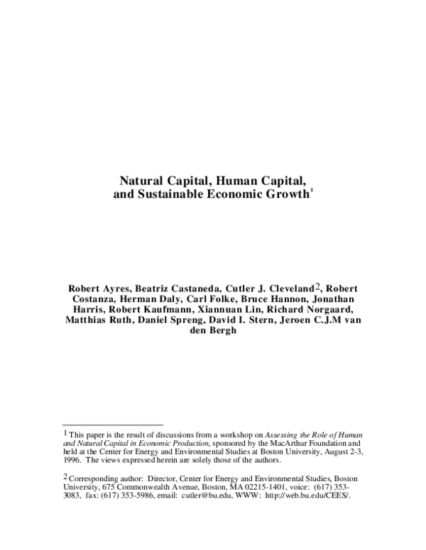 (PDF) Natural capital, human capital, and sustainable economic growth