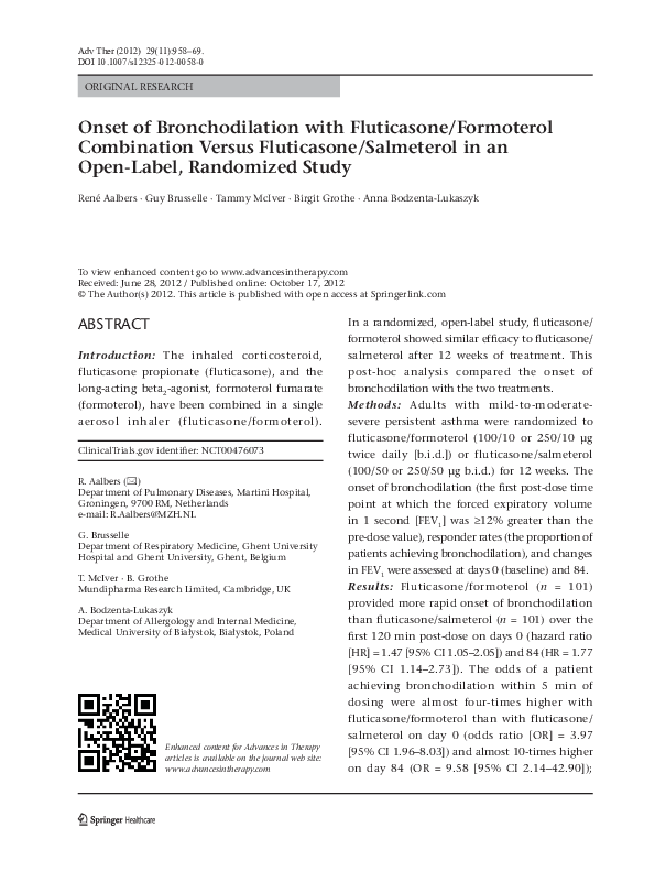 (PDF) Onset of Bronchodilation with Fluticasone/Formoterol Combination ...